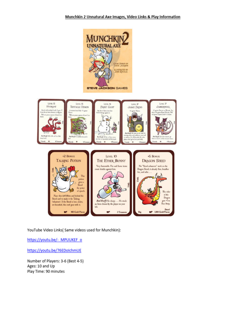 Munchkin 2 Unnatural Axe Description | PDF
