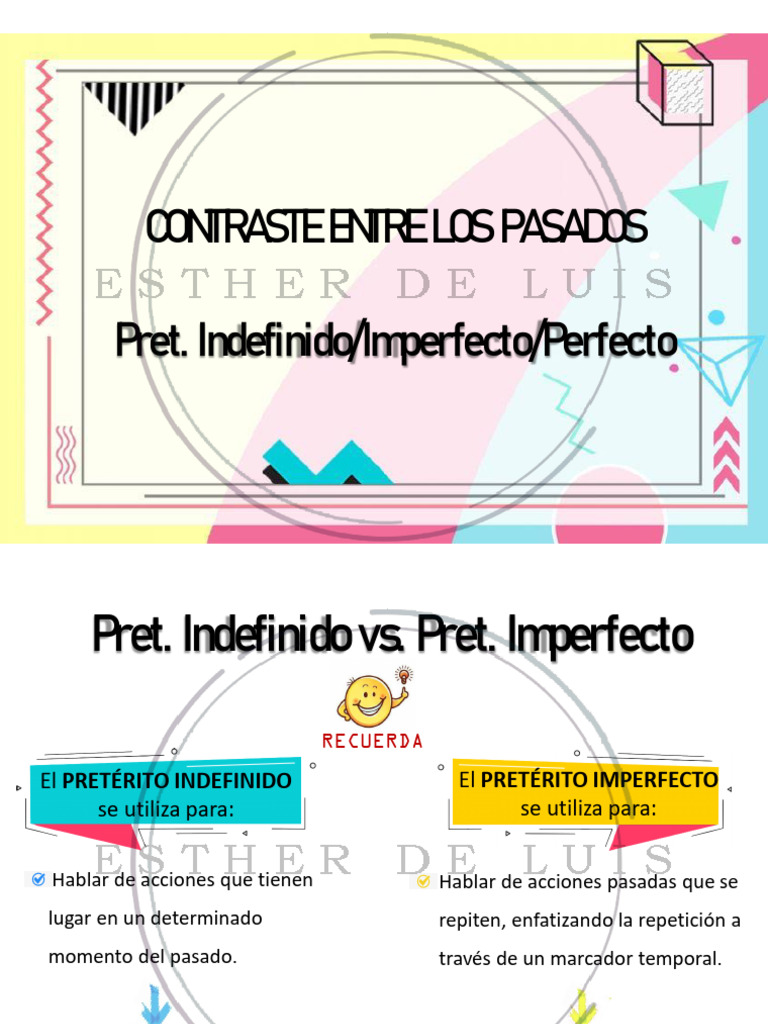 Diferencias entre Pretérito Indefinido e Imperfecto | PDF