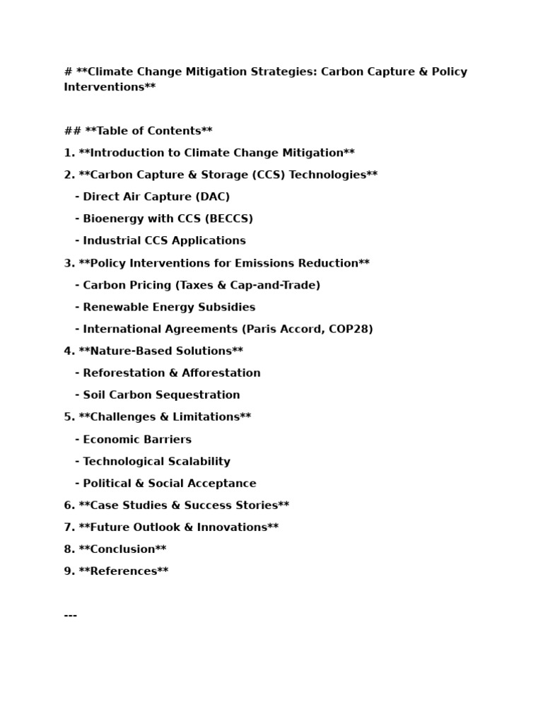 Climate Change Mitigation Strategies Carbon Capture & Policy ...