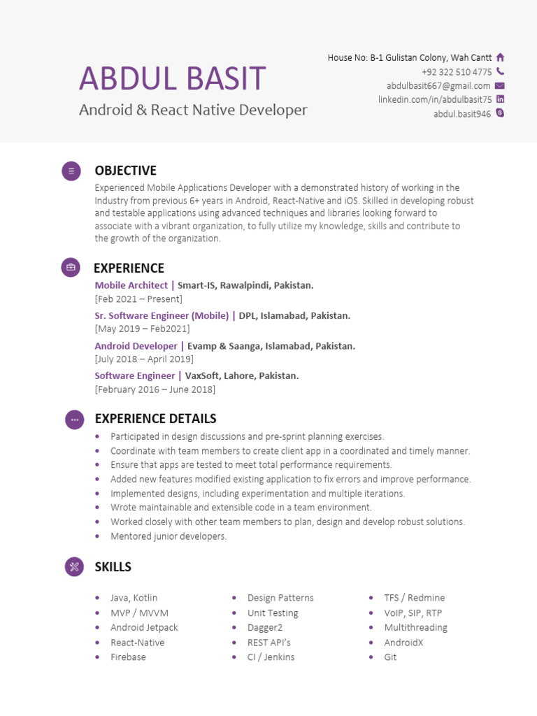 CV AbdulBasit | PDF | Android (Operating System) | Session Initiation Protocol