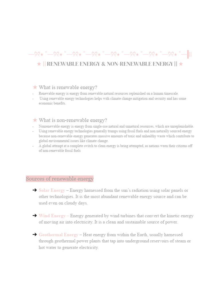 Renewable vs Non-Renewable Energy Guide | PDF | Renewable Energy | Fuels