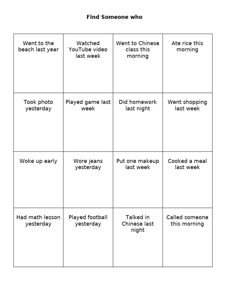 Find Someone Who | PDF