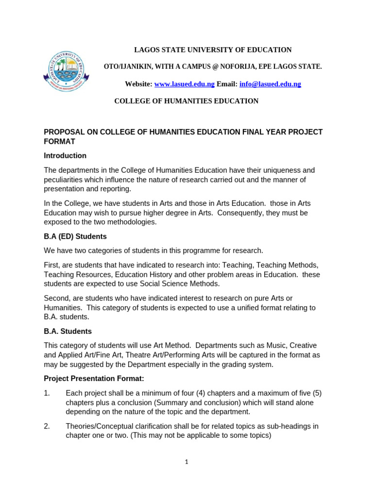 COHED Final Year Project Format | PDF | Methodology | Theory