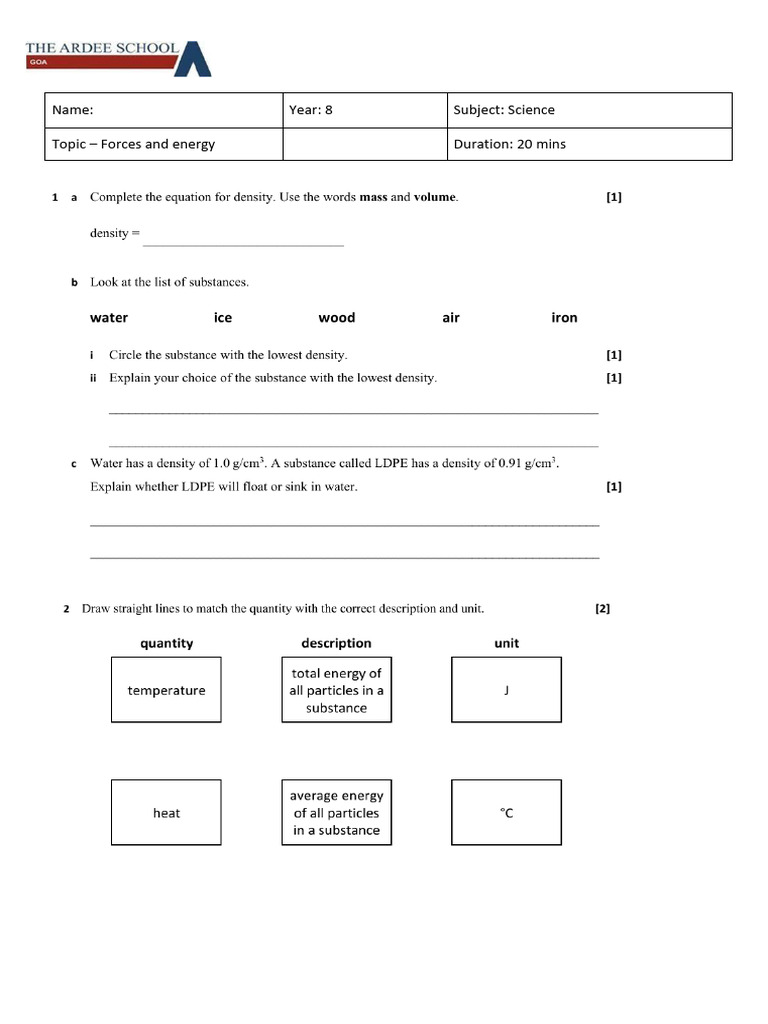 SA Y8 Forces and Energy | PDF