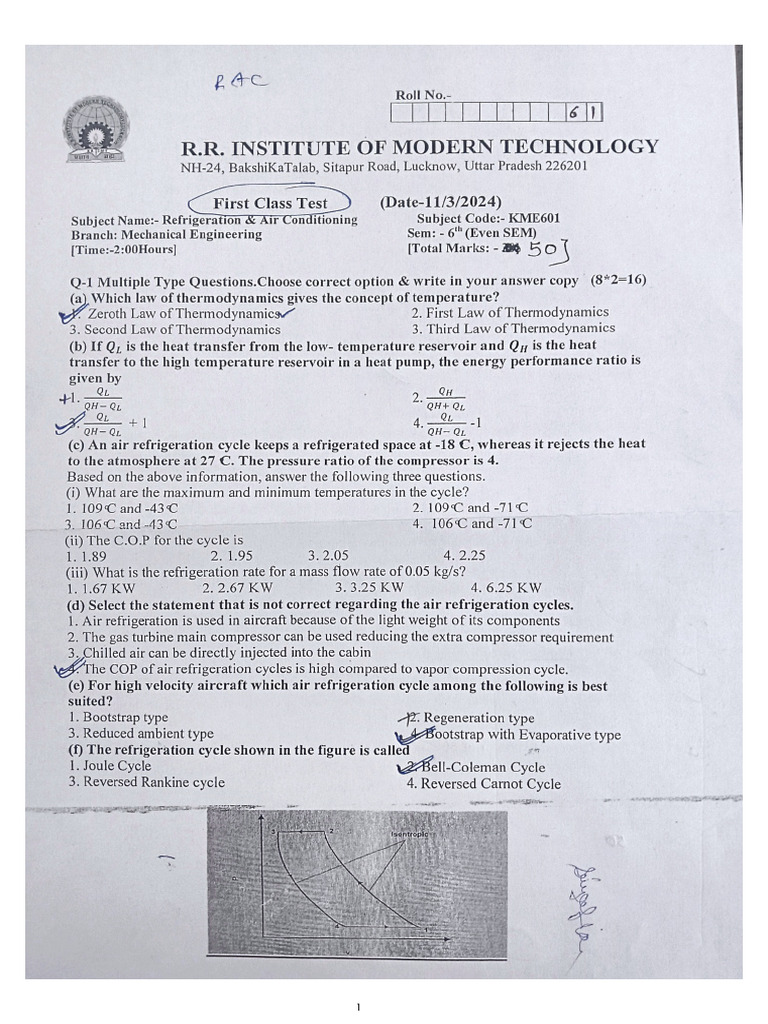 RAC 1st class test (11-03-24) | PDF