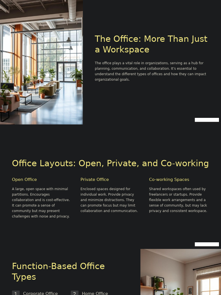 Understanding Office Types and Design | PDF | Collaboration | Business