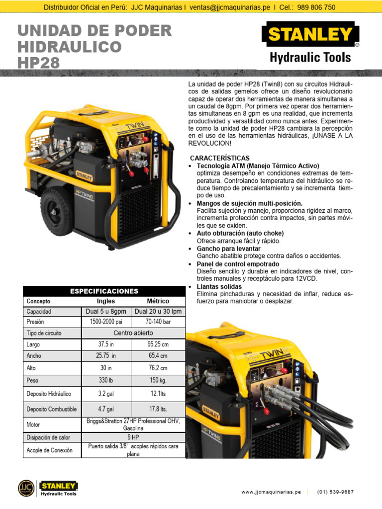 STANLEY Unidad de Poder Hidráulico HP28B02 Twin8 | PDF | Coche ...