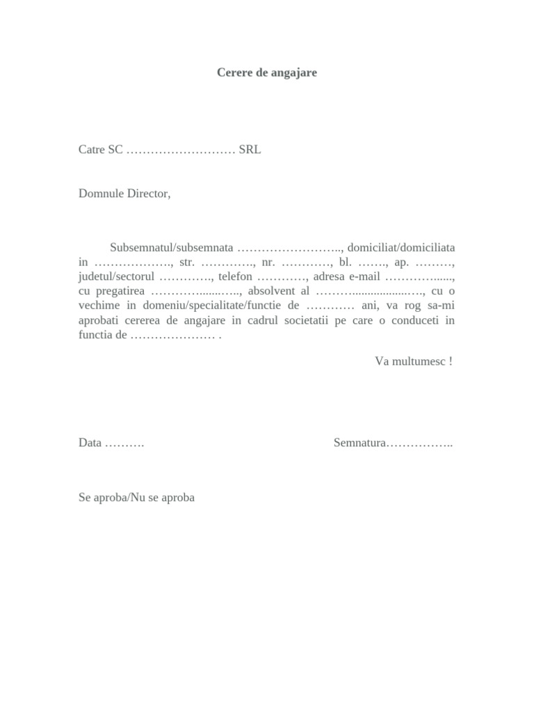 Cerere de Angajare | PDF