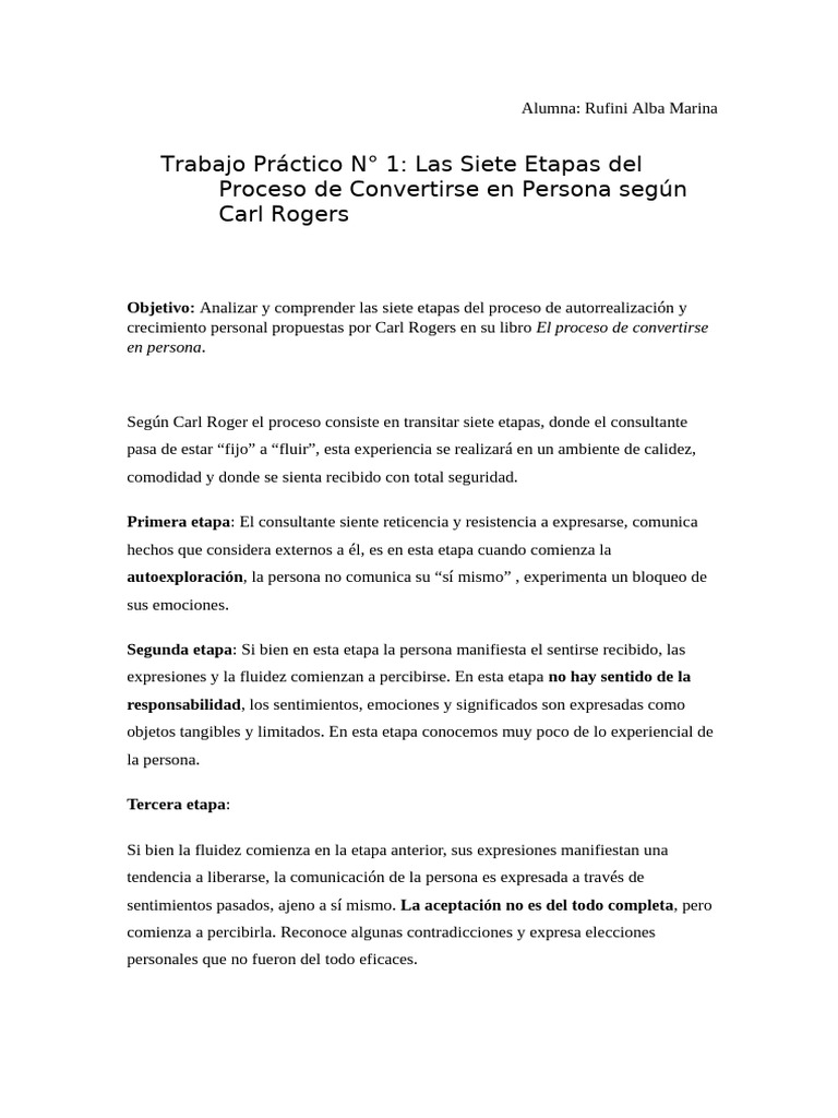 Practica Profesional Etapas de Carl Roger | PDF | Sicología | Ciencias del comportamiento