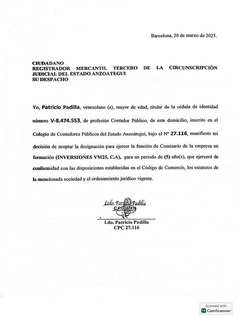 Comisario Inv. Vm25 | PDF