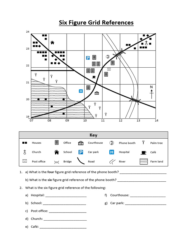 Six Figure Grid Reference Activity | PDF | Parking | Road Transport