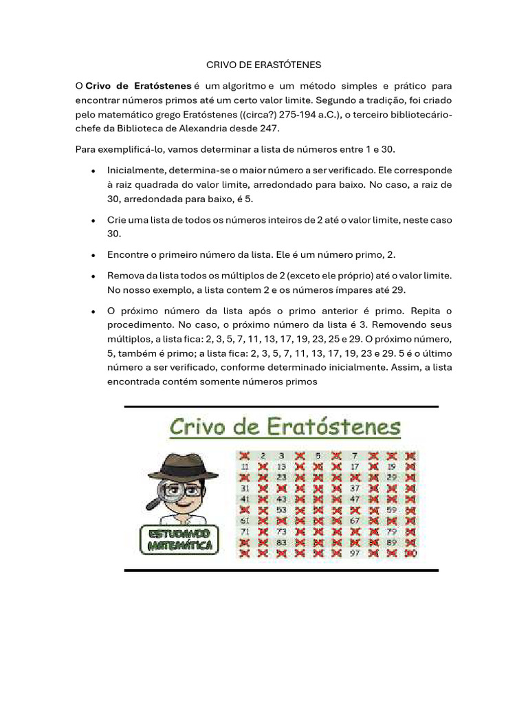 Crivo de Erastótenes | PDF