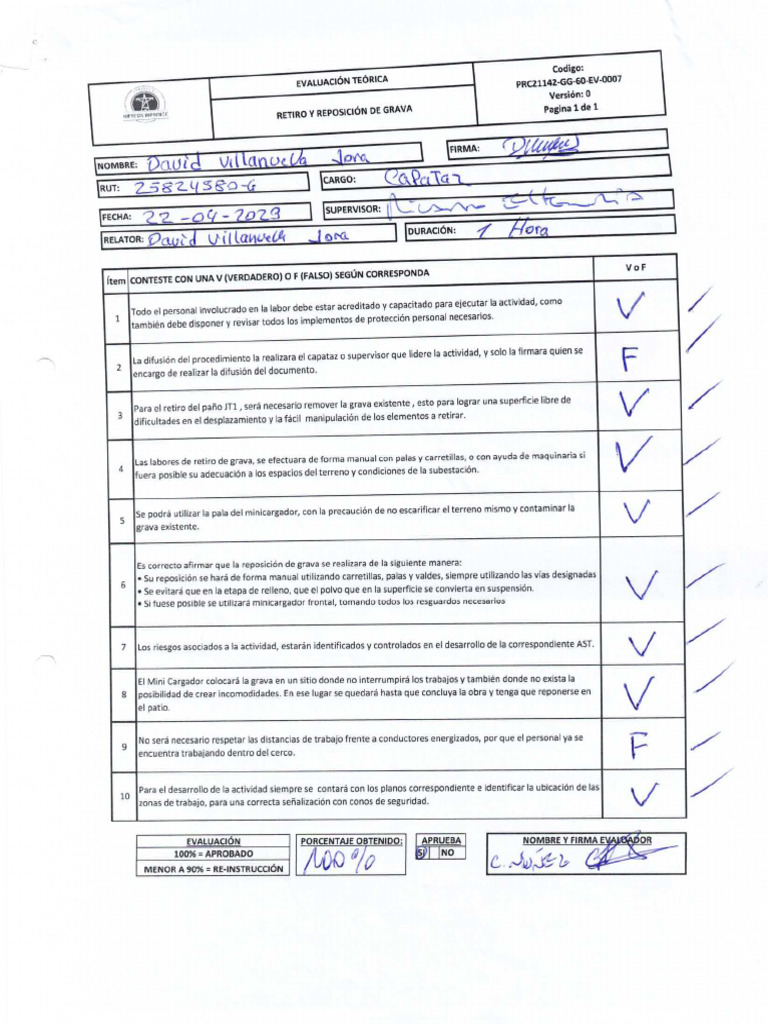 ###Procedimiento Retiro y Reposicion de Grava David Villanueva | PDF