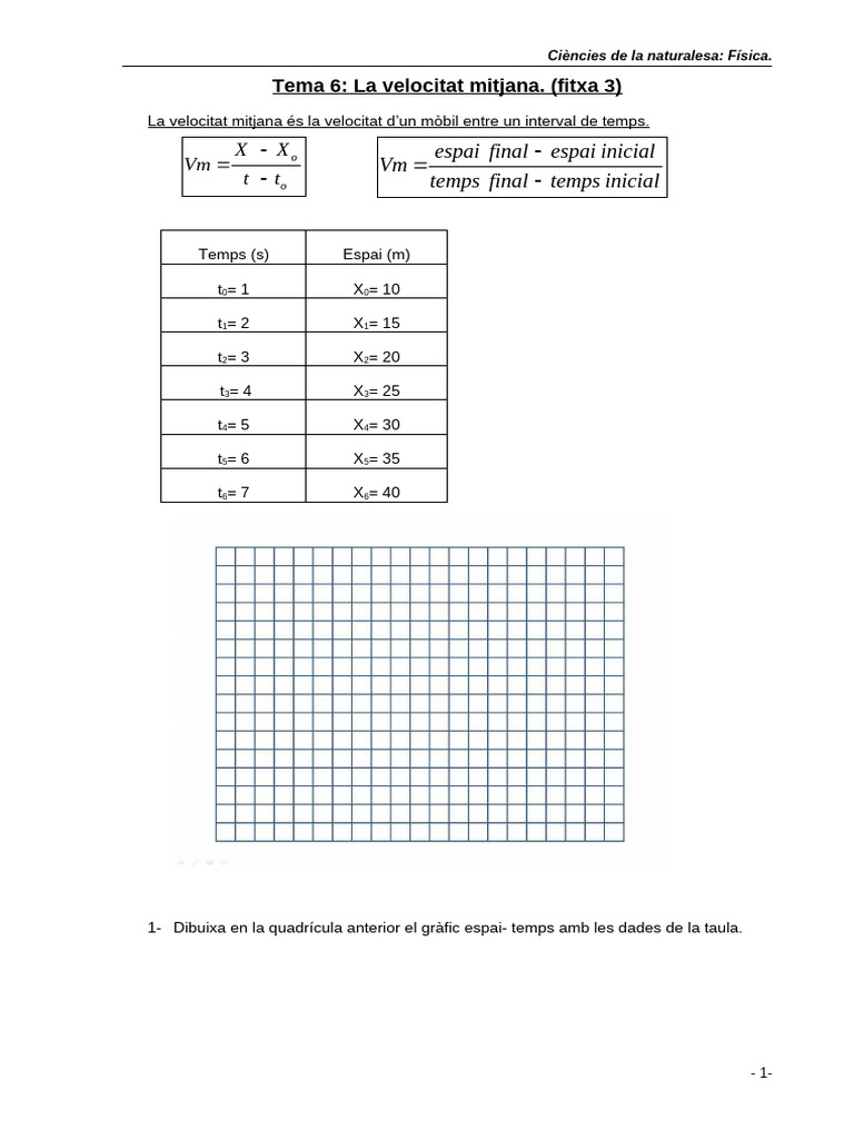 Velocitat Mitjana Fitxa 3 | PDF