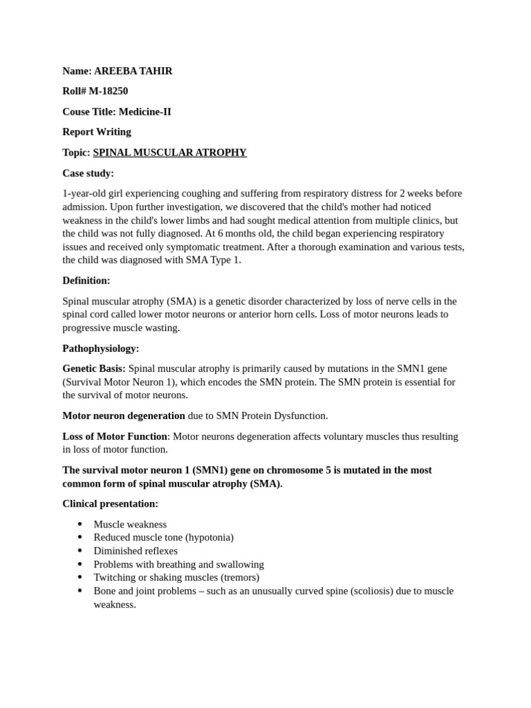 Report Writing Spinal Muscular Atrophy | PDF | Skeletal Muscle ...