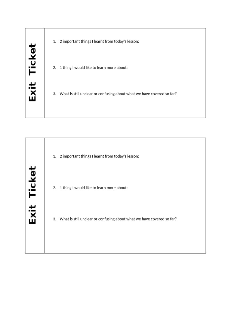 Exit Ticket Template for Feedback | PDF