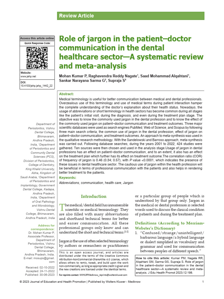 Role of Jargon in The Patient Doctor Communication.16 | PDF | Jargon ...