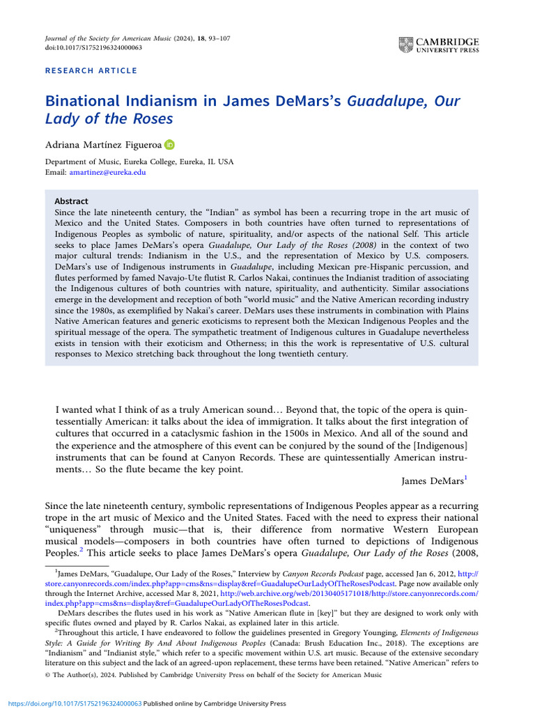Binational Indianism in James Demarss Guadalupe Our Lady of The Roses | PDF