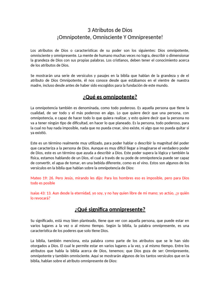 3 Atributos de Dios | PDF | Omnipotencia | Dios