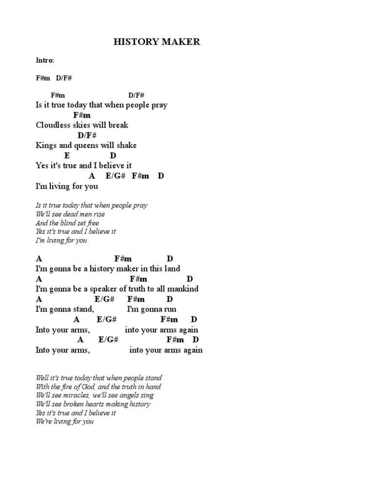 History Maker Song Chords and Lyrics | PDF