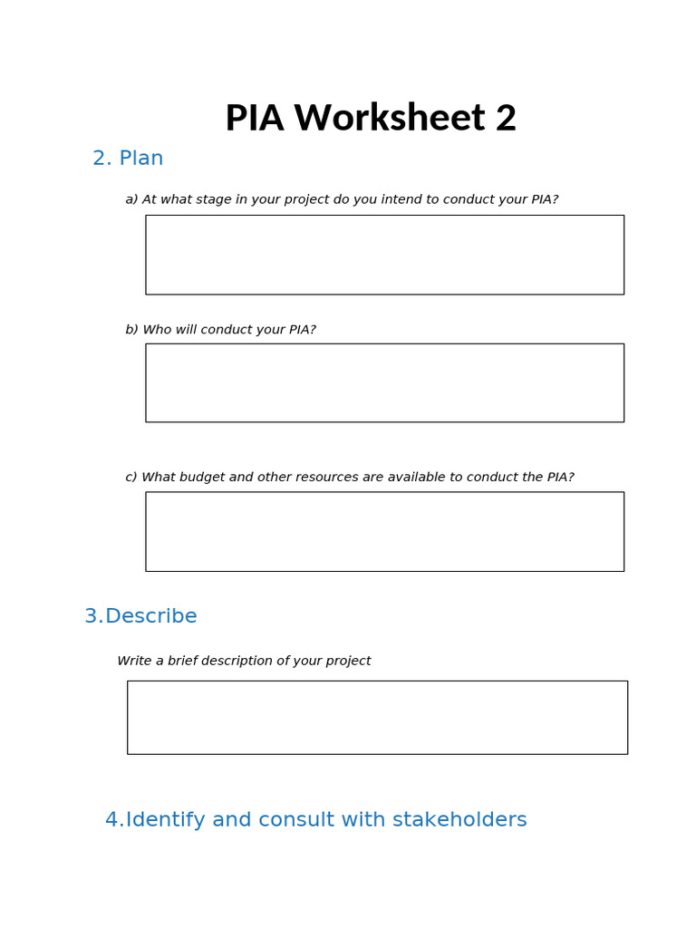 PIA Worksheet 2 Stakeholder Engagement | PDF