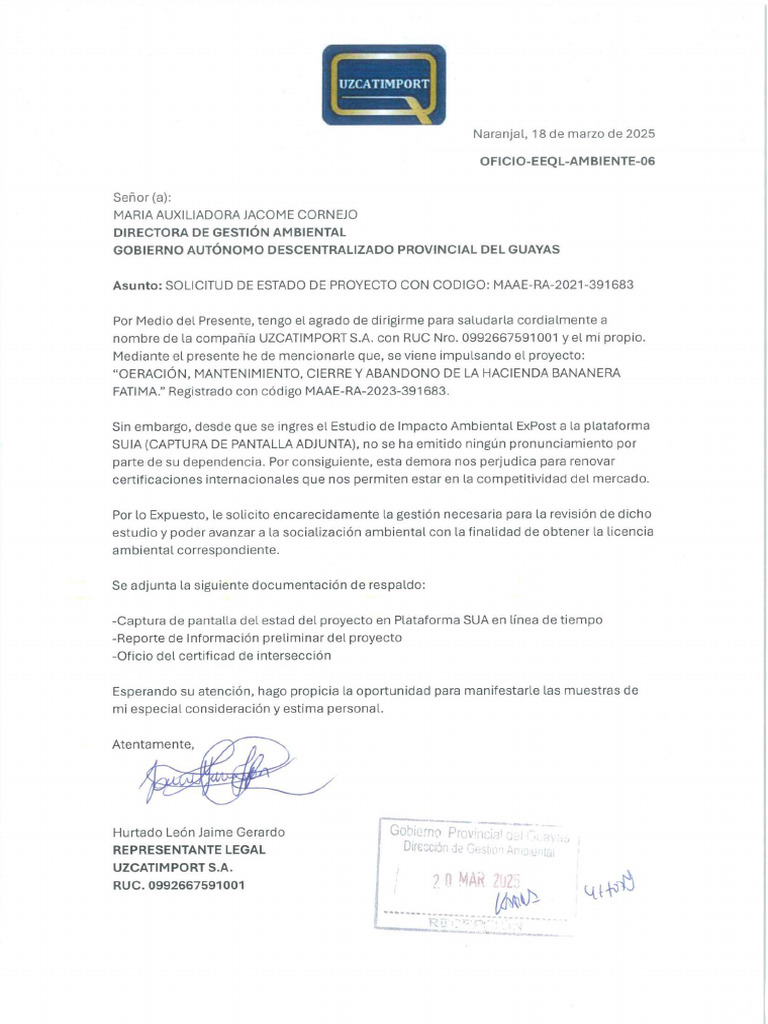 OFICIO_RECIBIDO_FATIMA_AMBIENTE | PDF