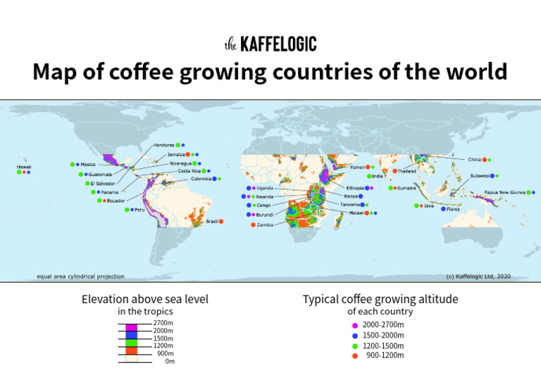 Map of Coffee Growing Countries of The World | PDF