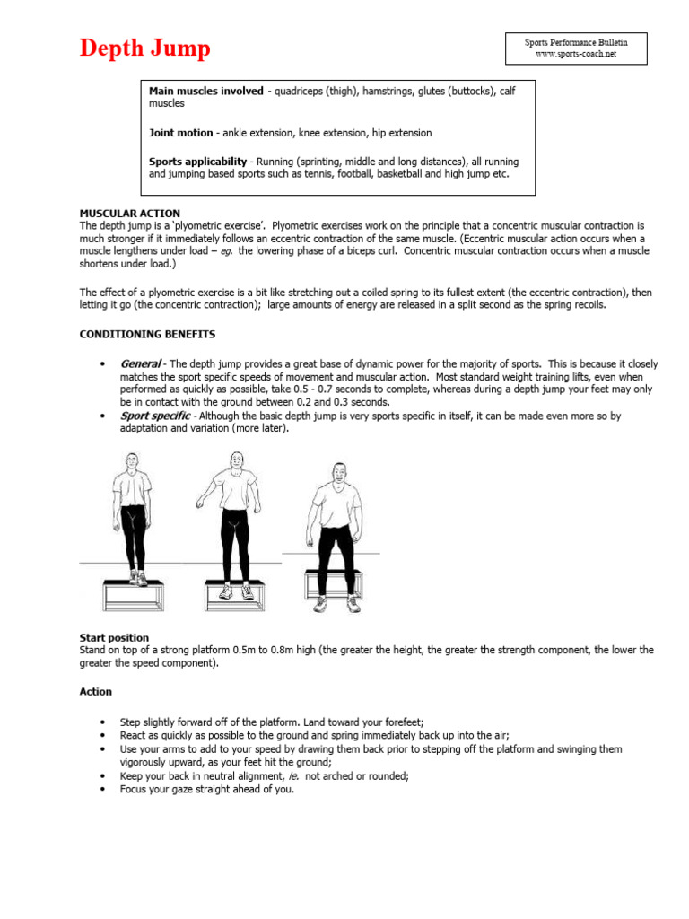Plyometrics - Depth Jumps | PDF | Physical Exercise | Physical Fitness