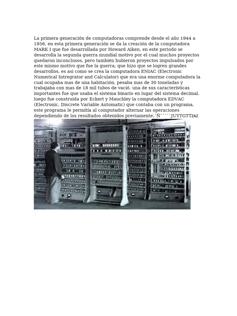 Historia de la Primera Generación de Computadoras | PDF