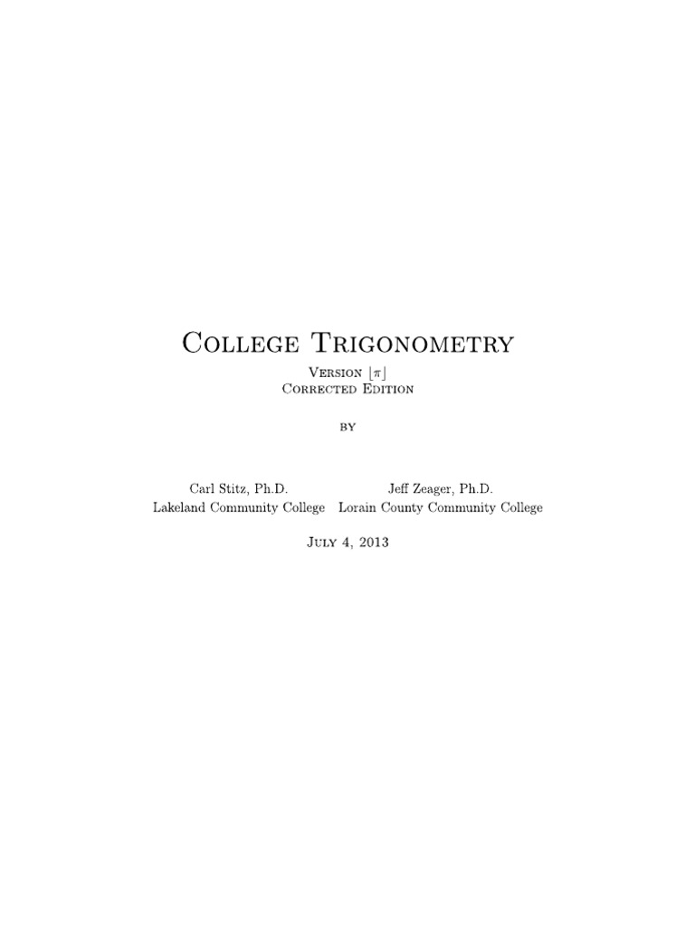 College Trig 1 | PDF