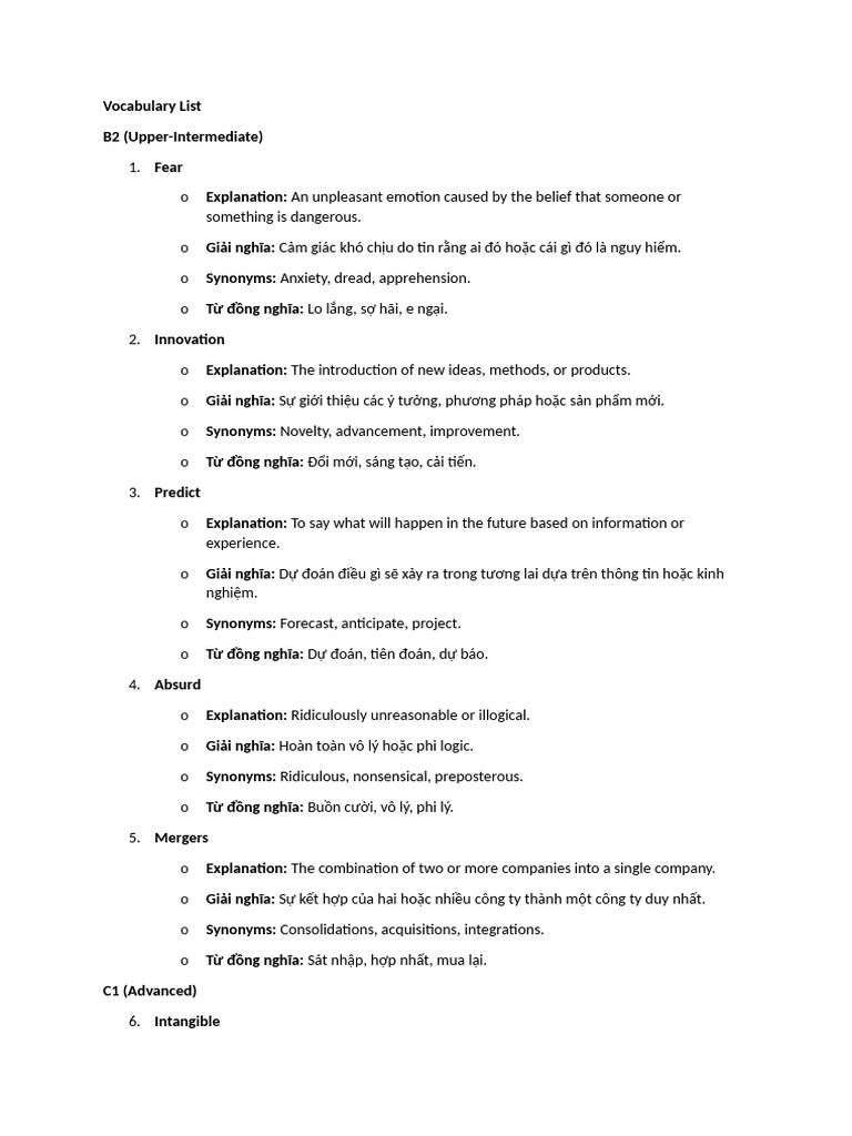 Vocabulary Lis1 | PDF
