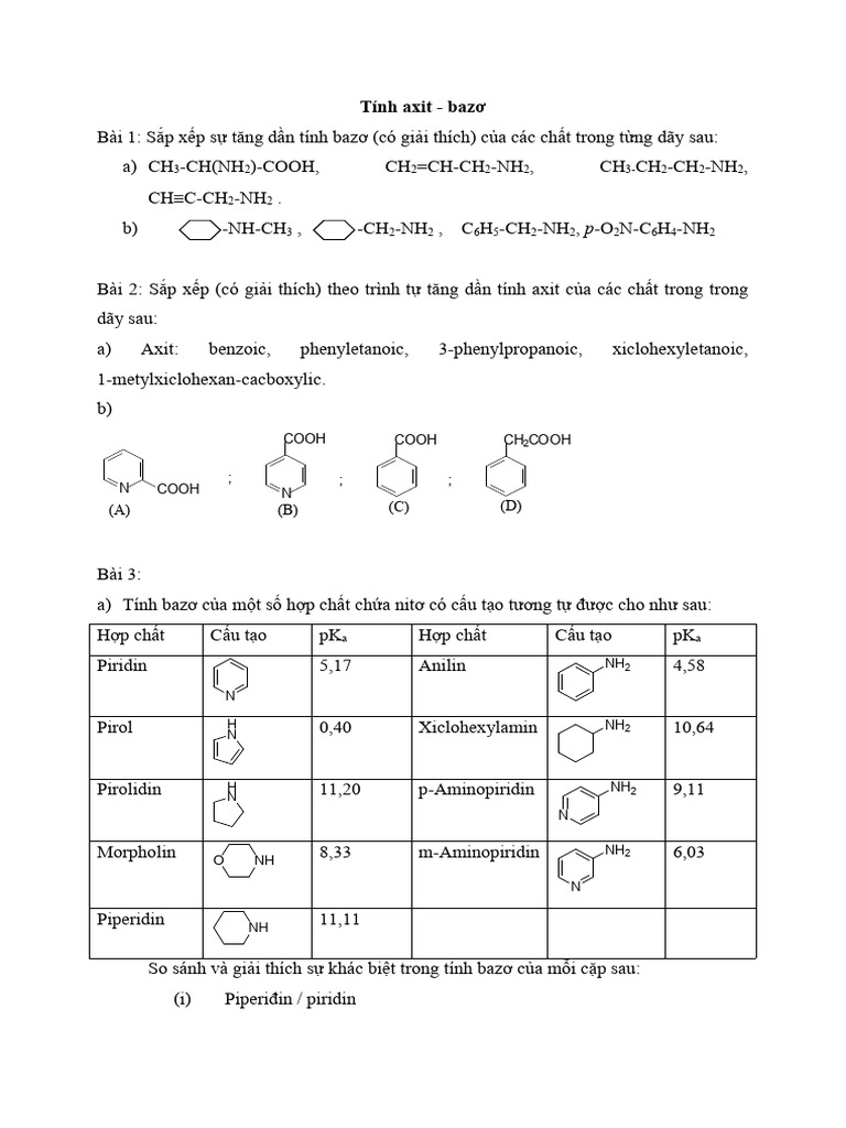 BT Tinh Acid Base | PDF