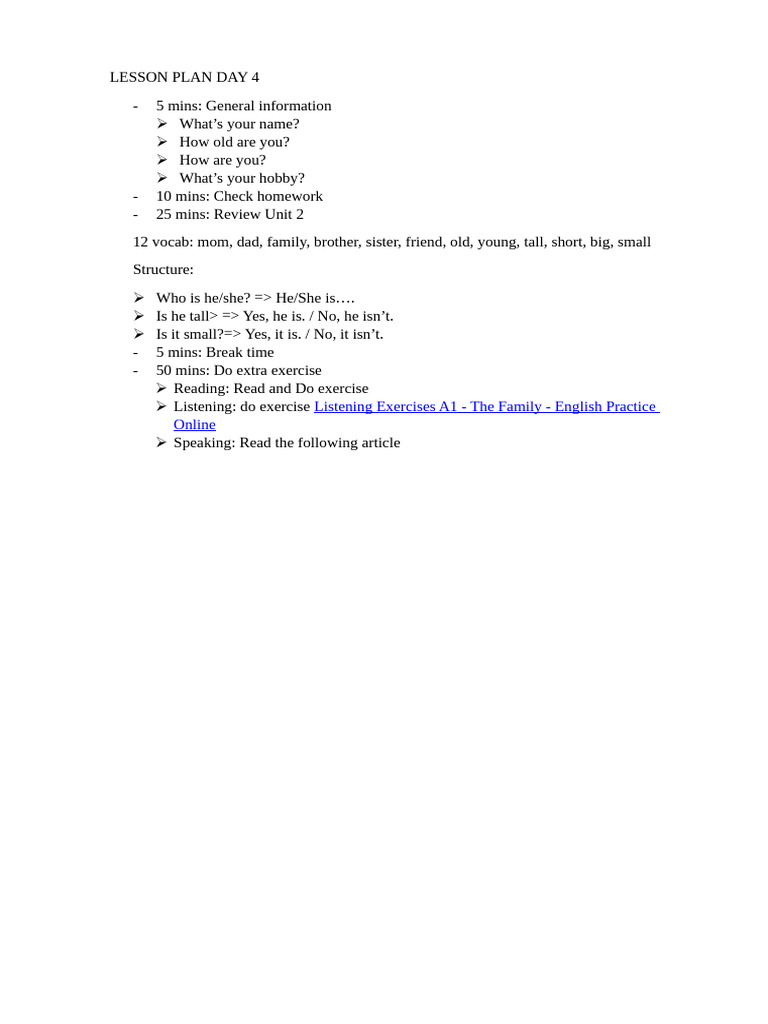 LESSON PLAN DAY 4 20-1-2025 | PDF