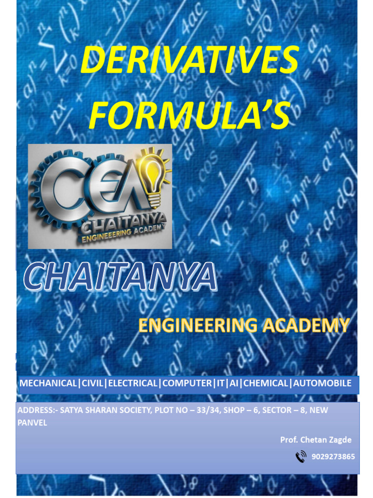 Derivatives Formula | PDF