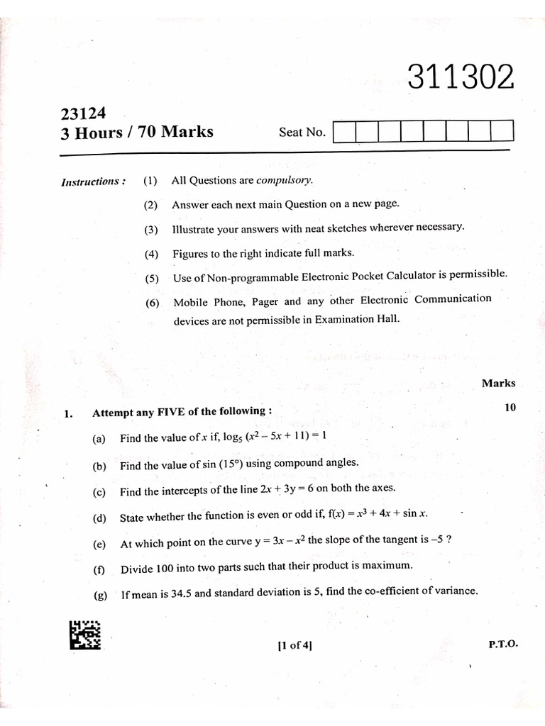 Sem 1 Maths | PDF