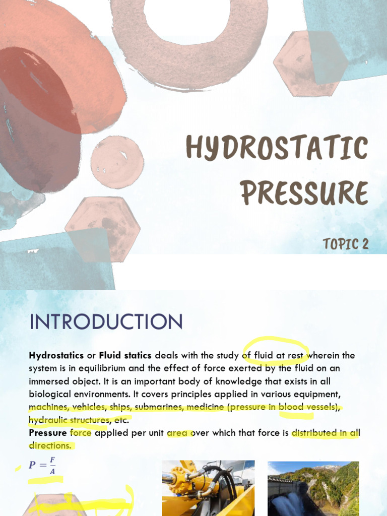 Topic 2-Hydrostatic Pressure-1 | PDF | Pressure | Pressure Measurement