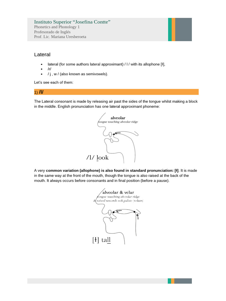 Class 9 - Lateral - Approximants | PDF | Consonant | Linguistics