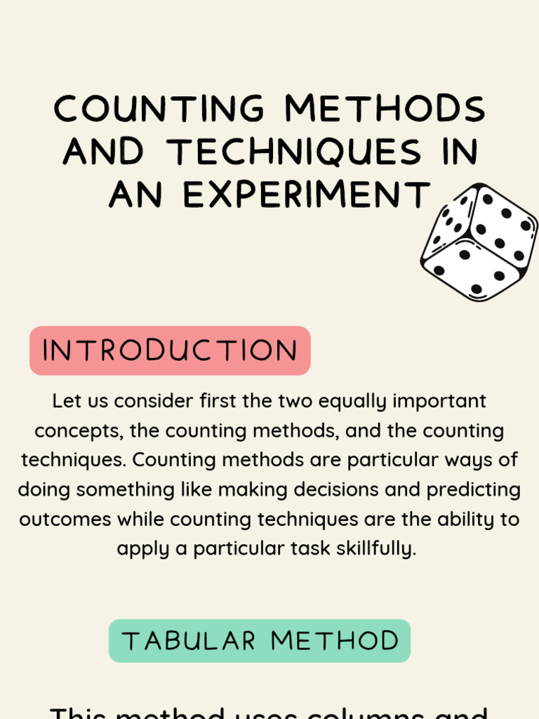 Counting Methods and Techniques in An Experiment | PDF
