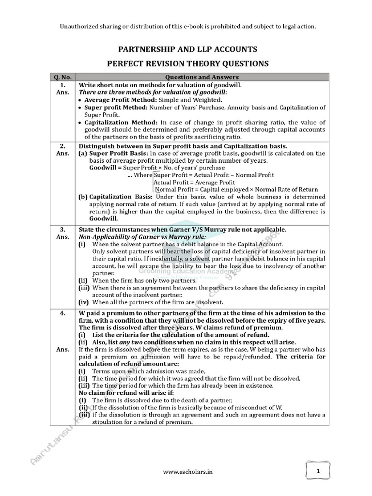 Partnership and LLP Accounts Questions MTP Pyq | PDF