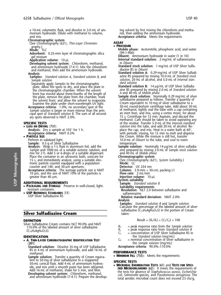 Silver Sulfadiazine Cream | PDF | Chromatography | Analytical Chemistry