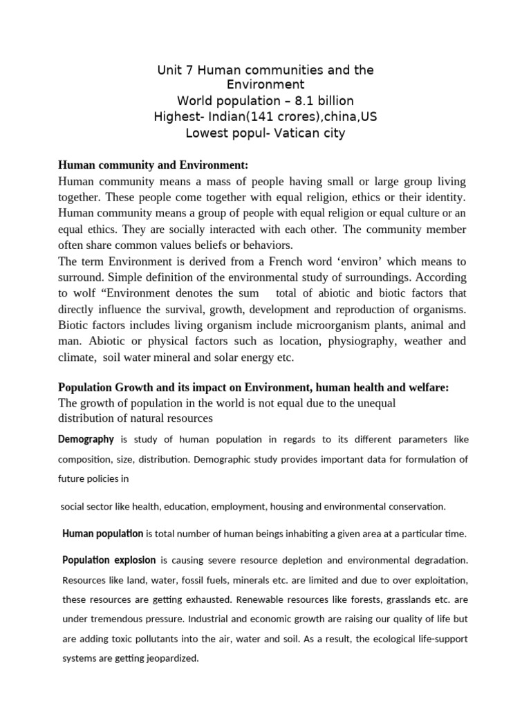Human Communities and Environmental Impact | PDF | Habitat Destruction ...