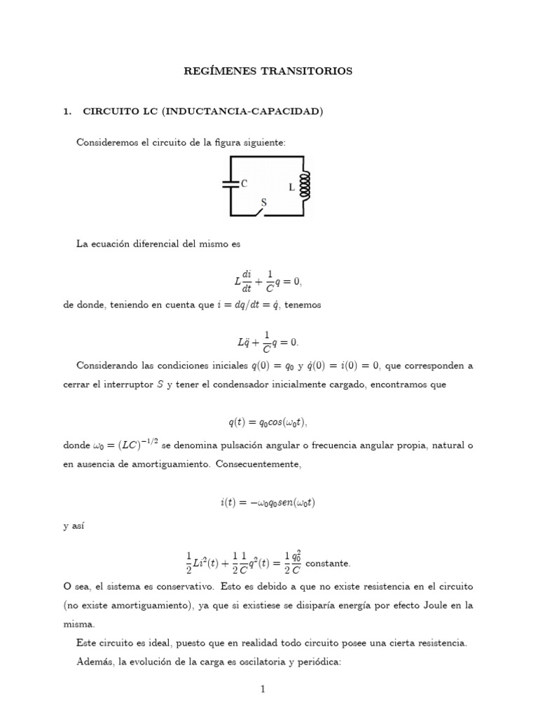 5 Regimenes Transitorios PDF Red El ctrica Ecuaciones