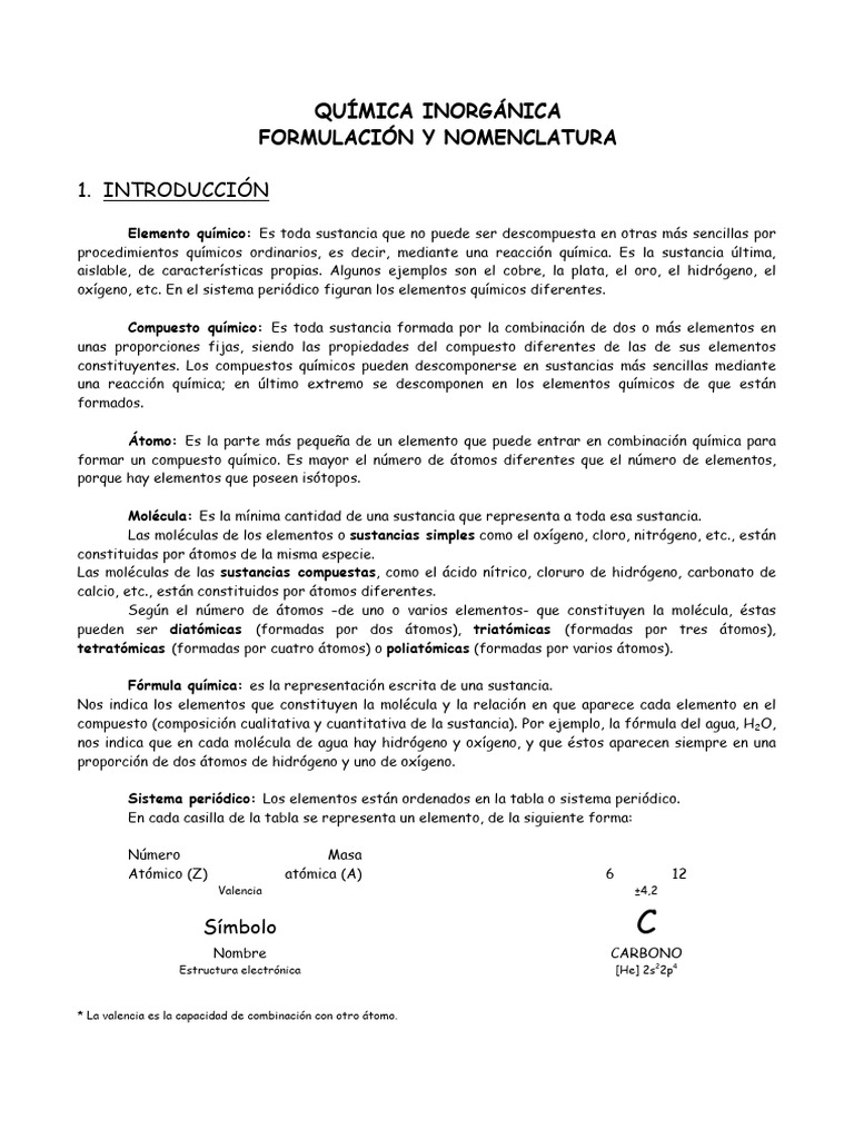 Form Inorganica - Teoria | PDF | Compuestos químicos | Valencia (Química)