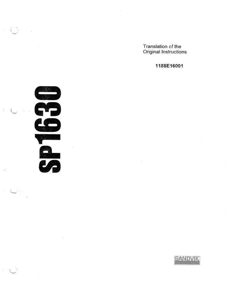 SP1630 Sandvik Manual Operator | PDF
