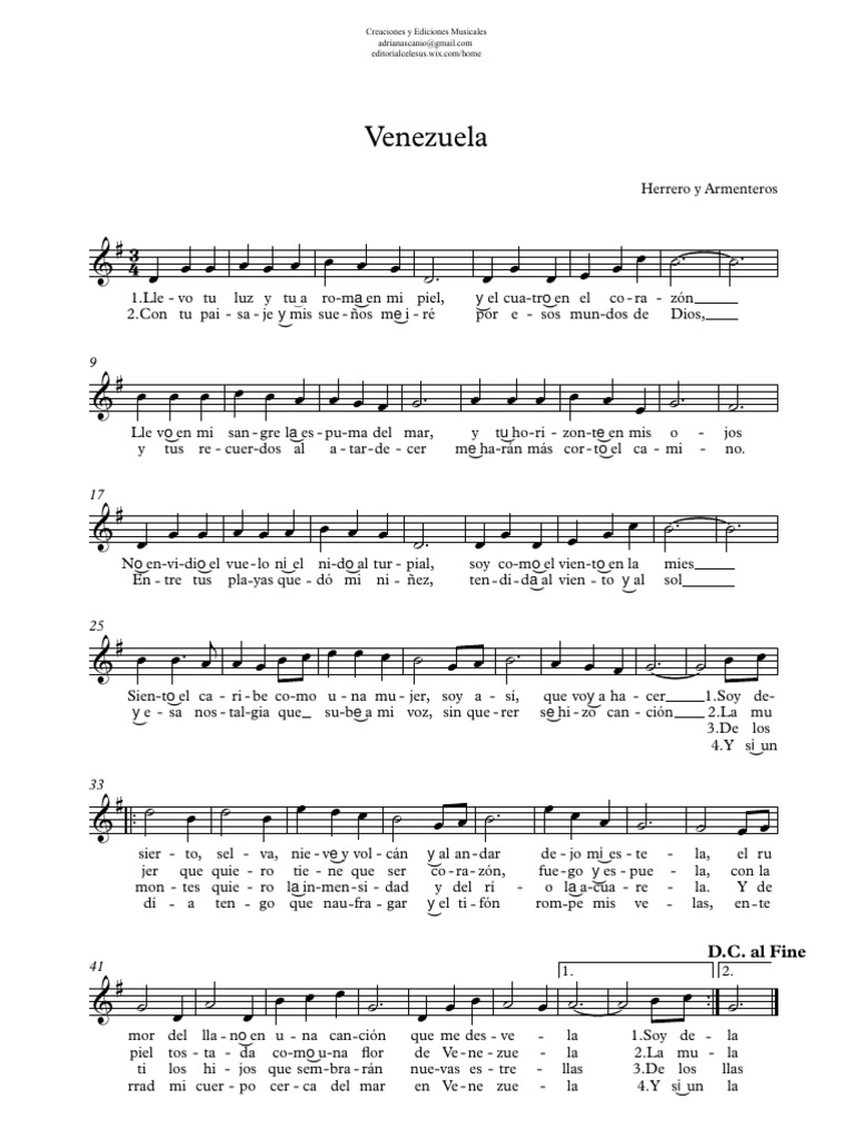 Venezuela Letra - Partitura Completa | PDF