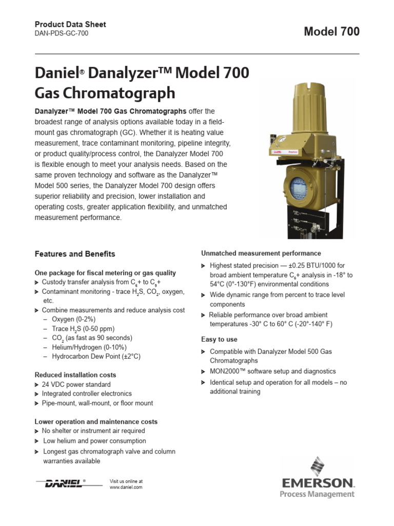 GC - PDS - Daniel Danalyzer M 700 DS | PDF | Gas Chromatography ...
