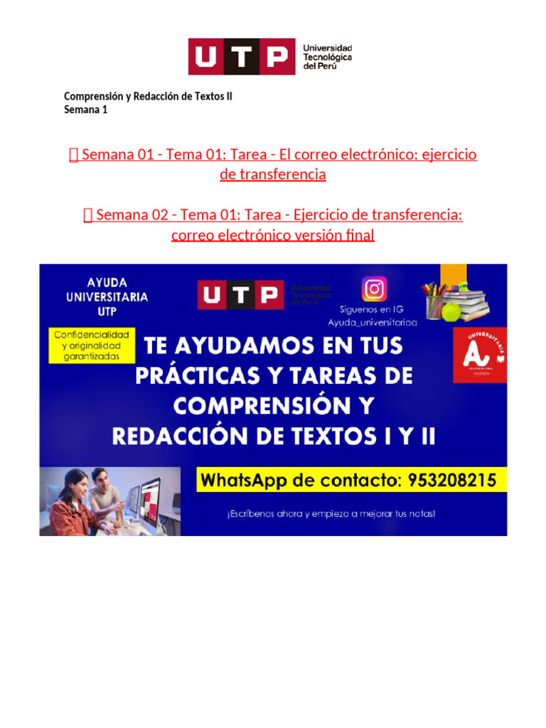 ? Semana 01 - Tema 01 Tarea - El Correo Electrónico Ejercicio de Transferencia Terminado 20 ...