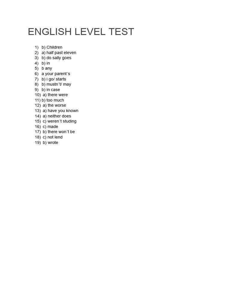 English Level Test | PDF