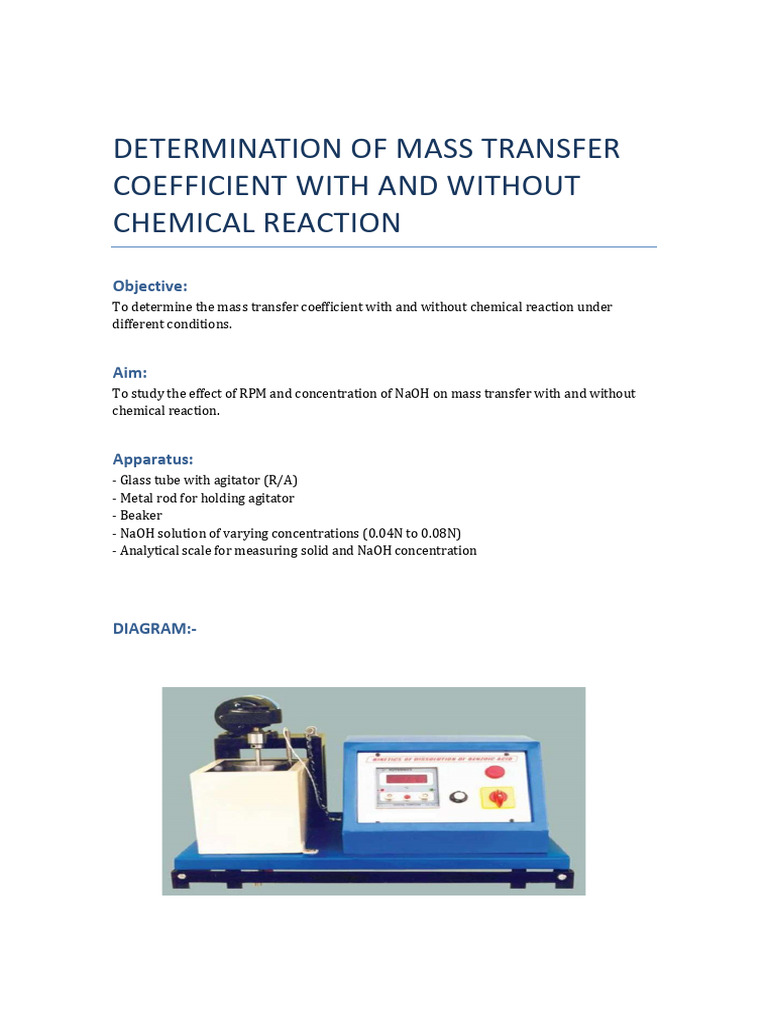 Mass Transfer Coefficient Analysis | PDF | Mass | Sodium Hydroxide