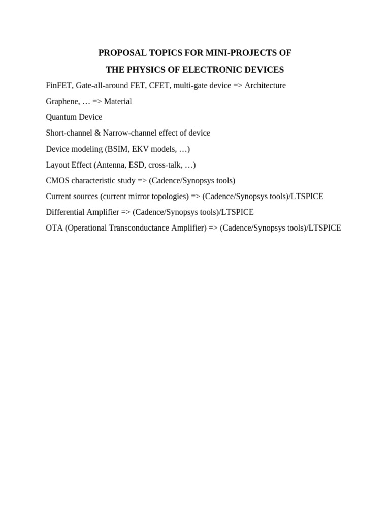 Mini-Project Topics in Electronic Devices | PDF